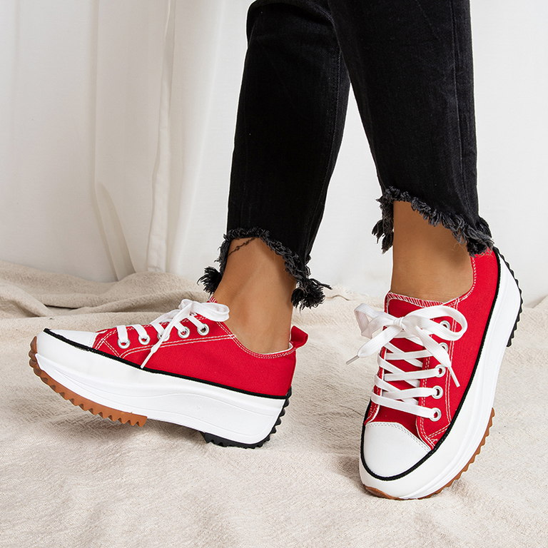 Rote Damen-Sneaker auf dem Vinesa-Plateau - Schuhe - rot | Royalfashion ...