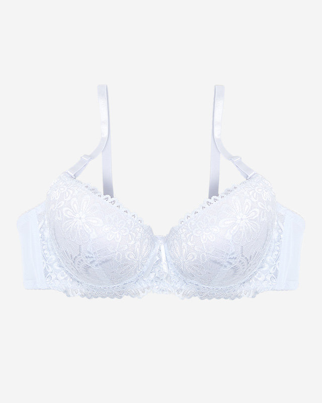 Weißer einfarbiger Damen-Push-up-BH mit Spitze - Underwear - weiß ...